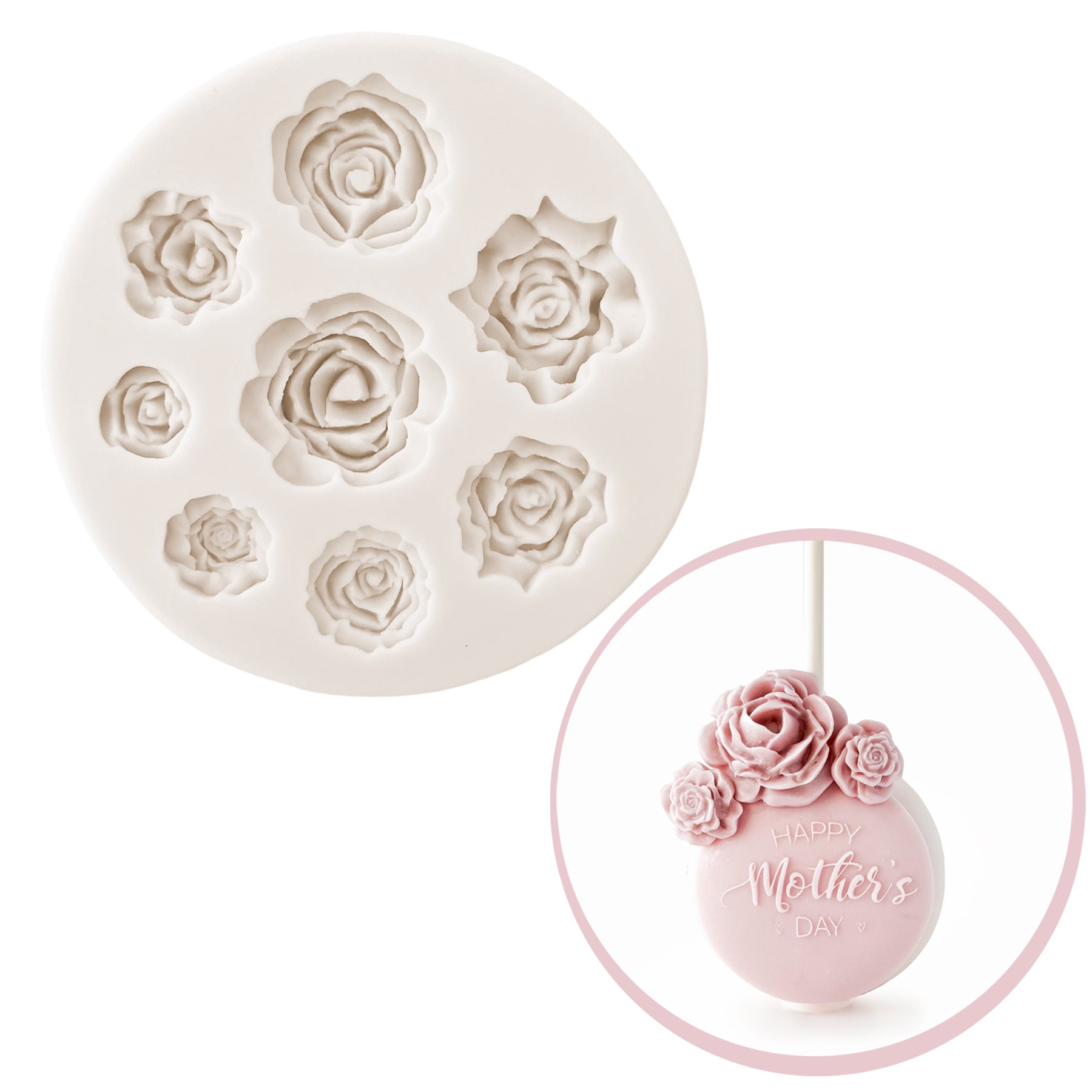8 Cavity Rose Mold – My Little Cakepop, llc